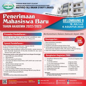 PMB Gelombang II Tahun Akademik 2022/2023 – MAIS Cilacap